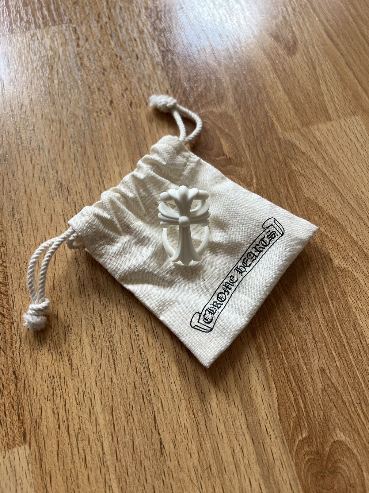 Chrome Hearts Chrome Hearts Rubber Infinity Cross Ring in White | Grailed