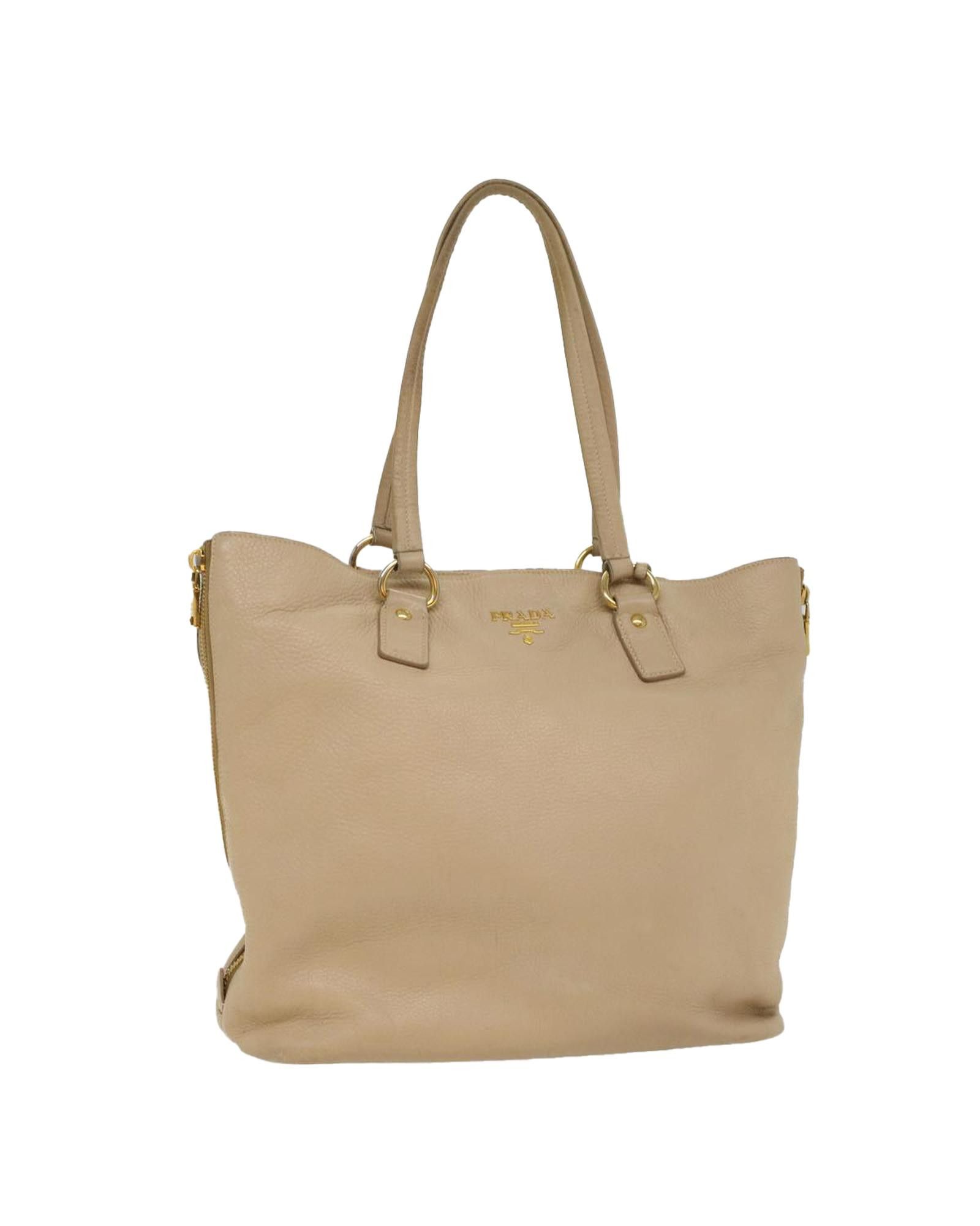 Prada Refined Beige Leather Shoulder Bag with Saffiano Texture | Grailed