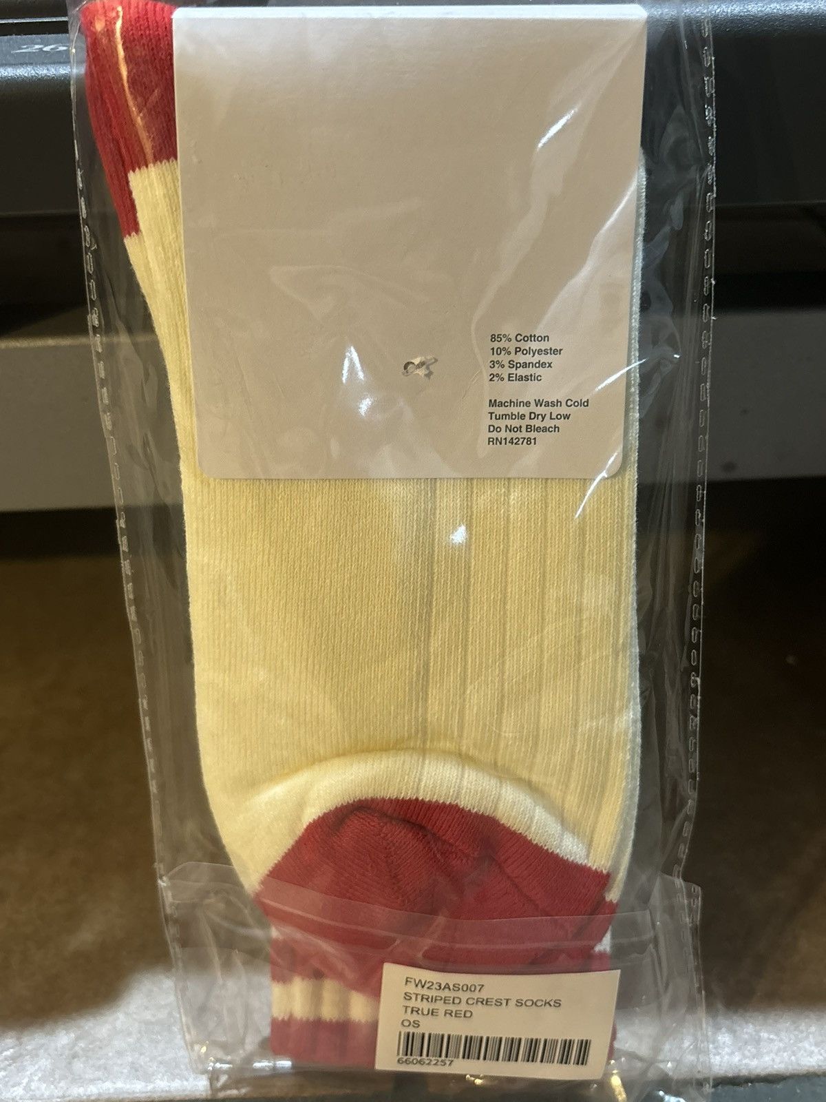 Aime Leon Dore Amie Leon Dore Striped Crest Emblem Socks Red/Natural ...