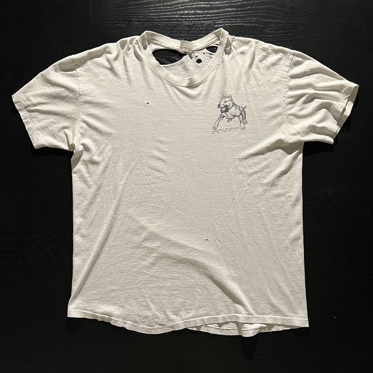 Vintage Vintage White Thrashed Paper Thin Lean Machine Dog Tee Shirt ...