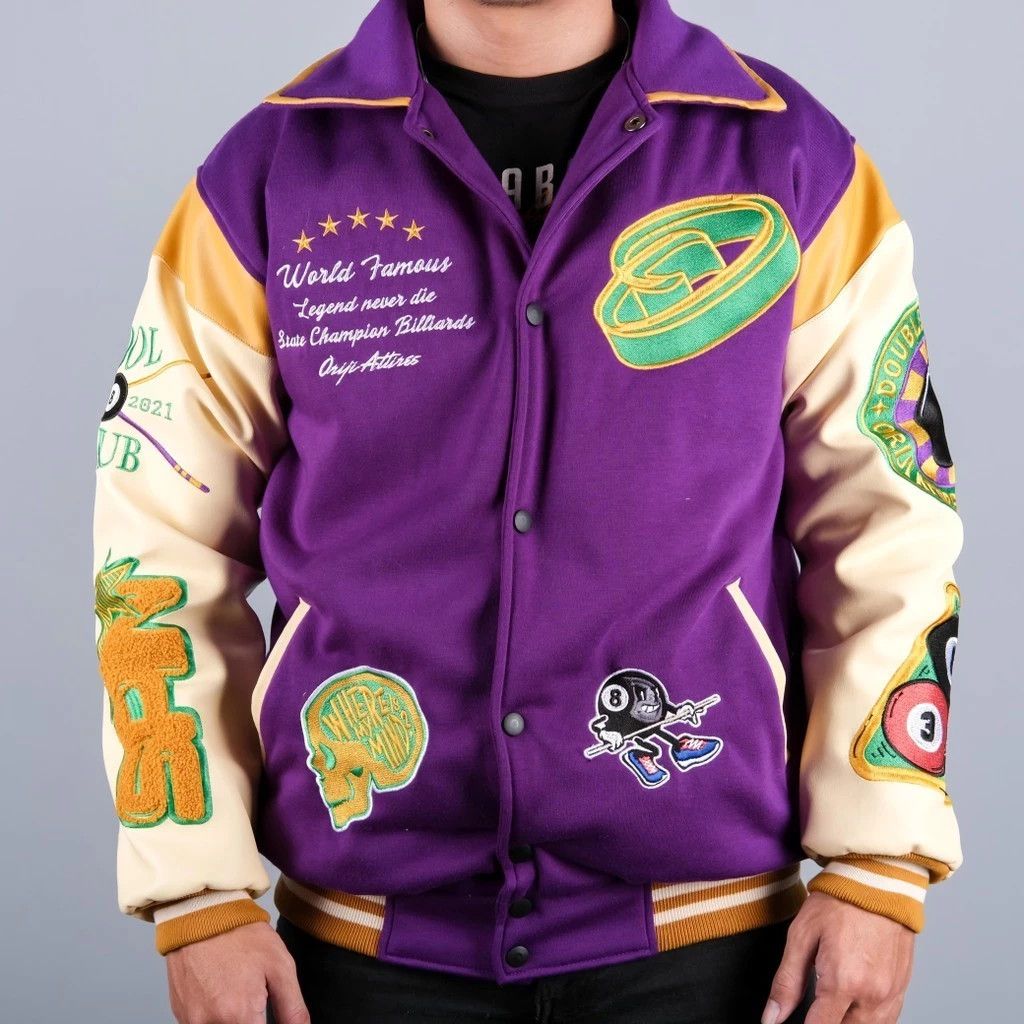 Varsity × Varsity Jacket Varsity jacket ball in hand full embroidery ...