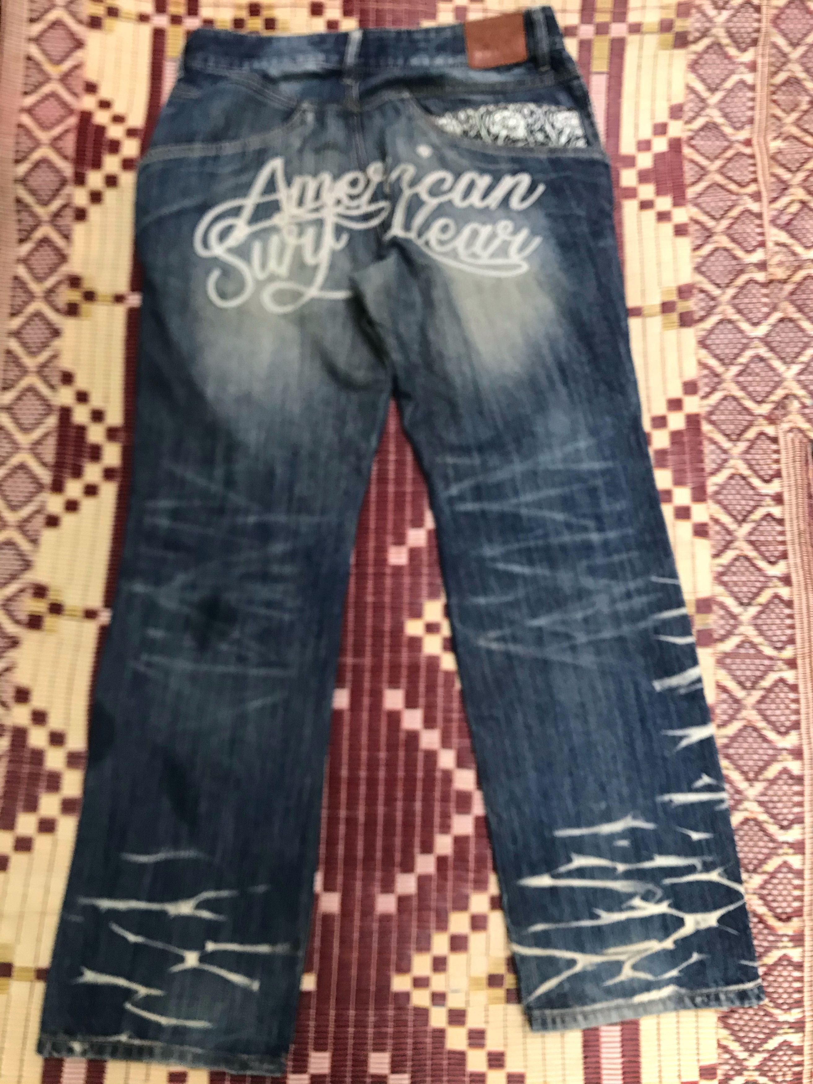 Gotcha Gotcha American Surf Wear Big Embroided Logo Denim Pants | Grailed