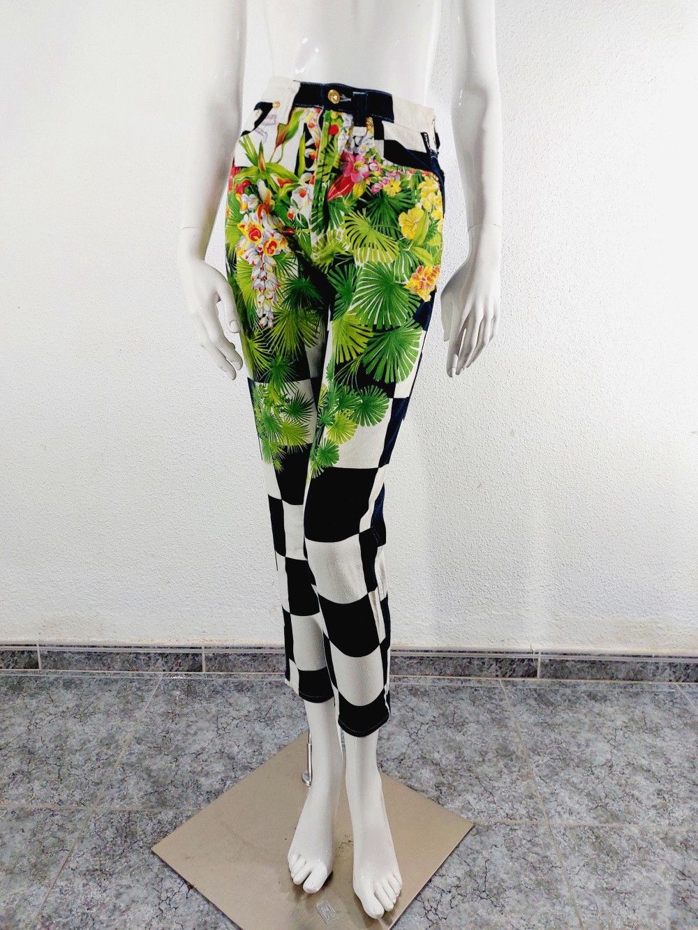 Versace Jeans Couture Versace Miami Tropical Palm Tree Checkered Pants ...