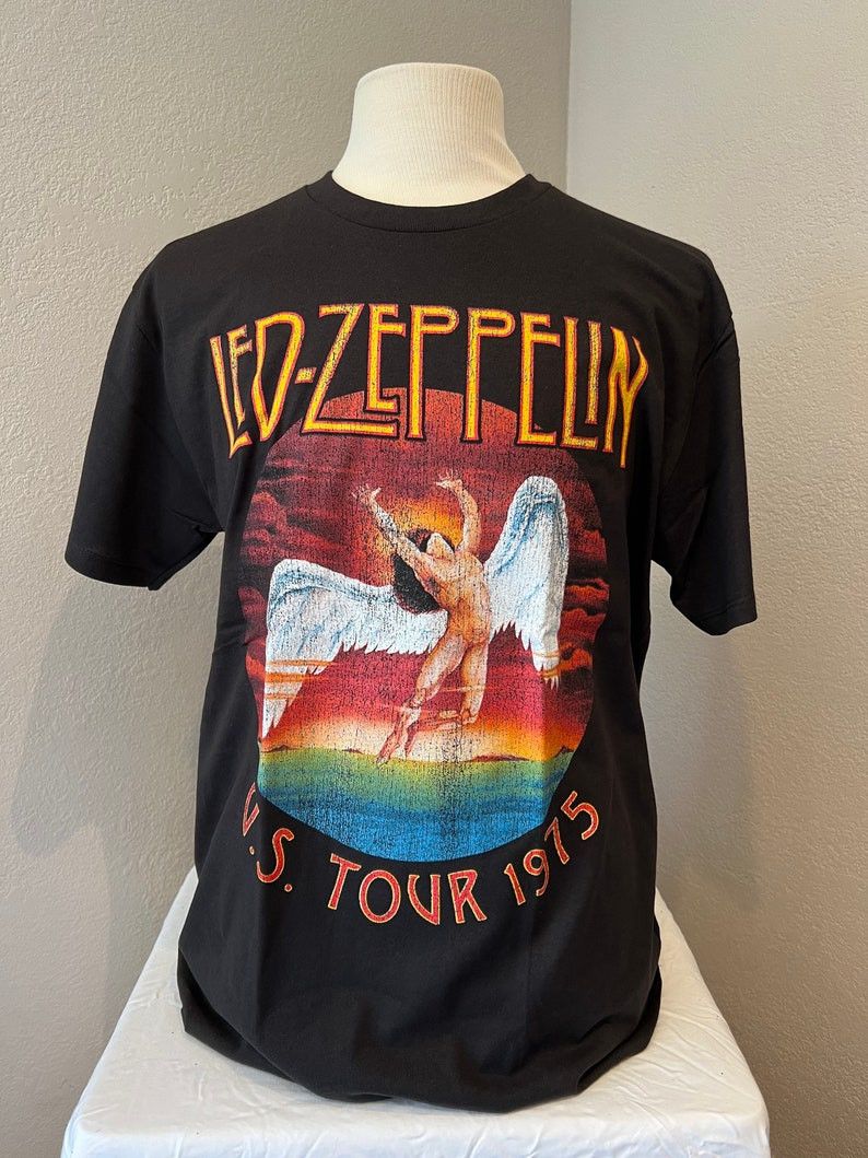 Gildan × Rock Band × Vintage Led Zeppelins 1975 US Rock Band Vintage T-Shirts 1side | Grailed