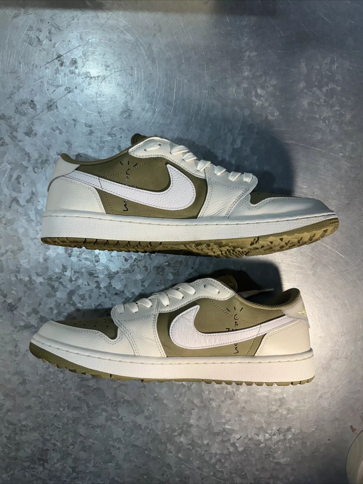 Nike × Travis Scott Nike Travis Scott Ari Jordan 1 Olive Golf Low | Grailed