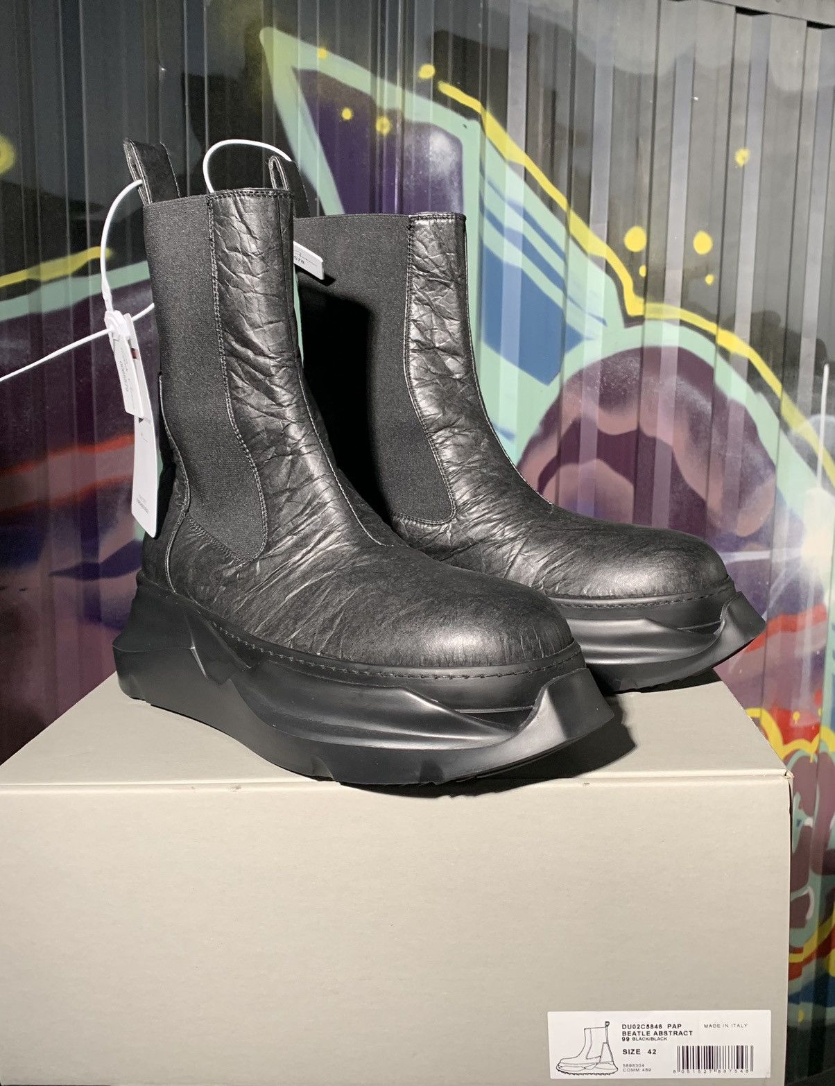 Rick Owens Rick Owens DRKSHDW Beatle Abstract crinkled-leather boots ...