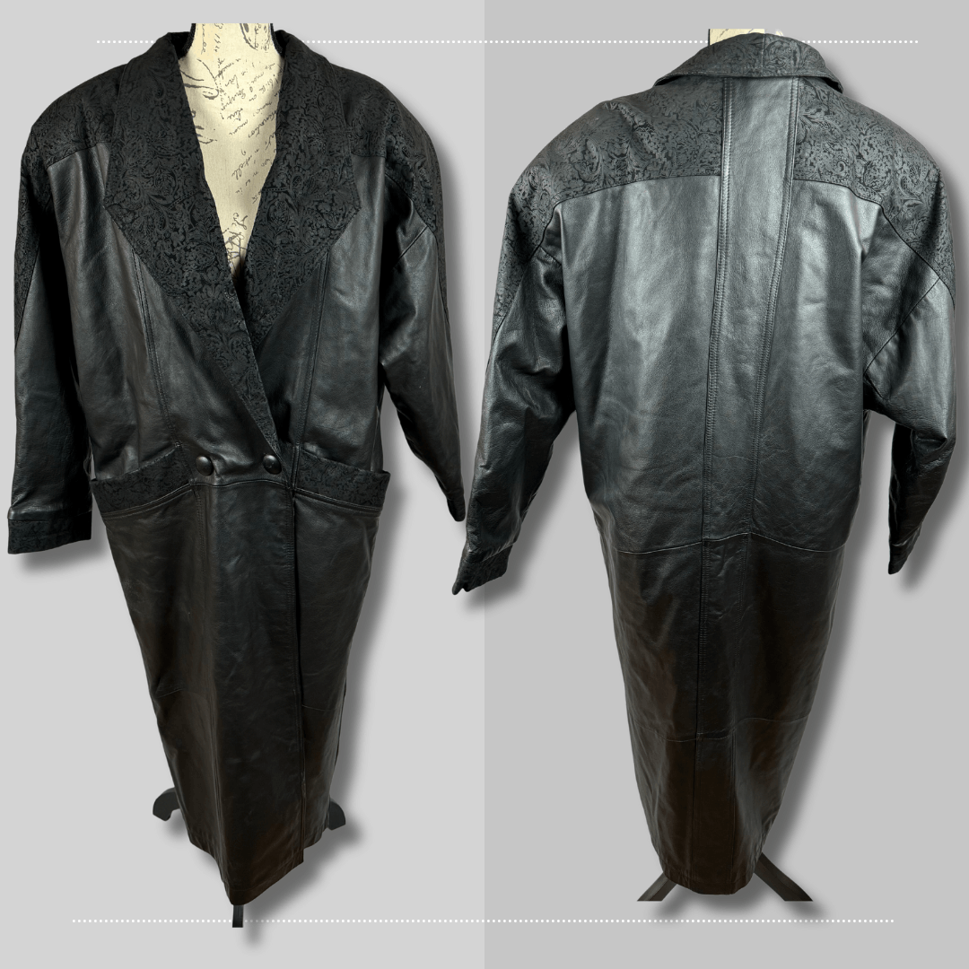John Weitz 80s John Weitz Matrix black leather Floor Length Medium ...