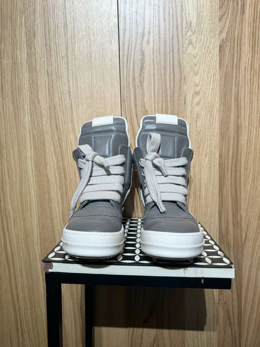 Rick Owens NEW MAINLINE DUST / MILK GEOBASKET JUMBO LACE LEATHER 43 ...
