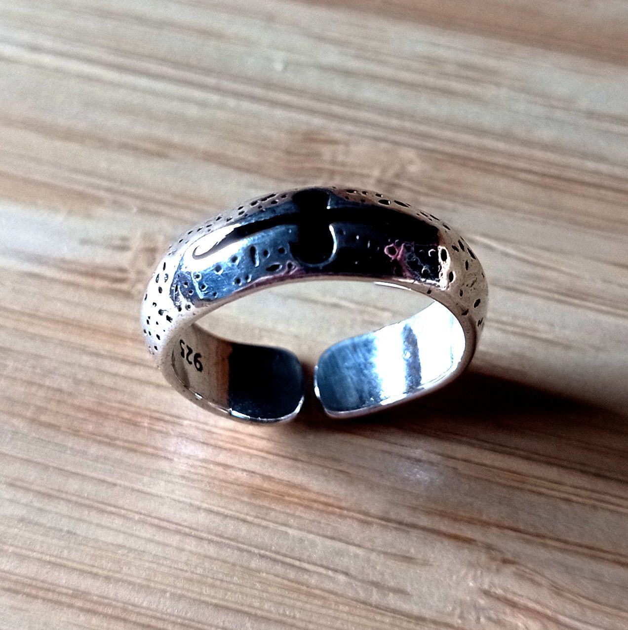 Designer × Vintage Vintage Gothic Cross Embossed 925 Silver Ring Luxury ...