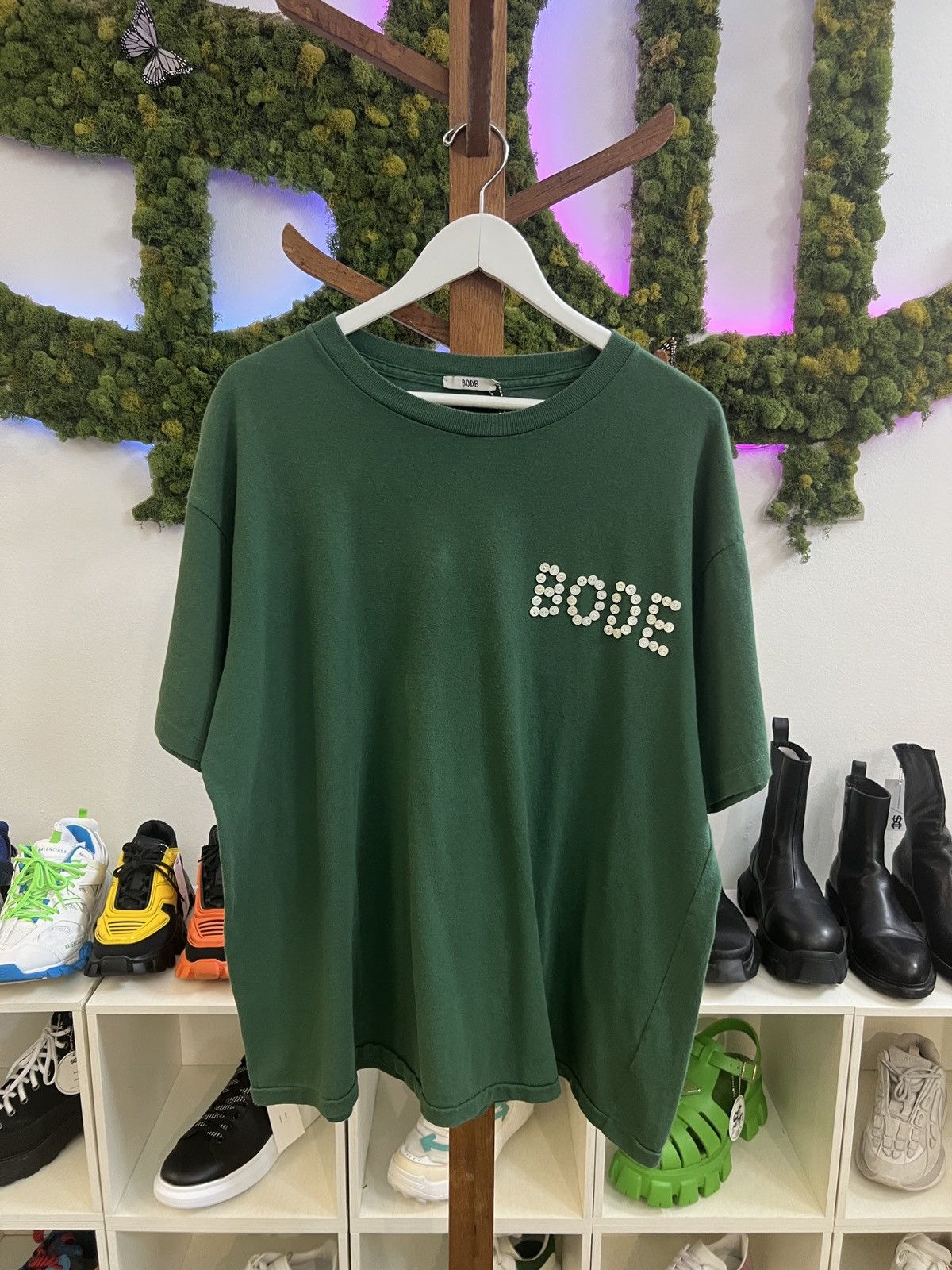 Bode Bode Green Button Logo Shirt | Grailed