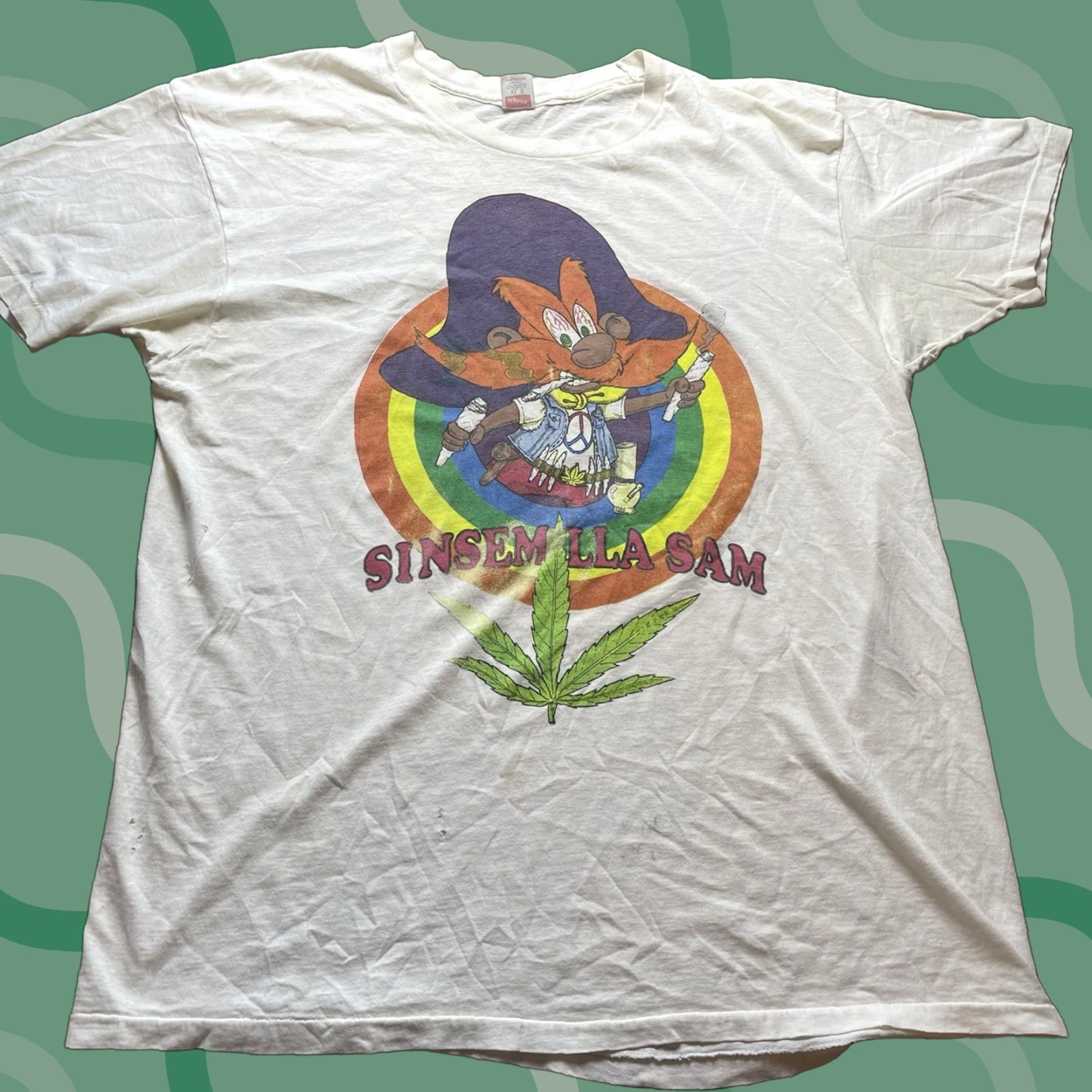 Hanes VINTAGE Hanes T-Shirt Sam Shroomy Tunes II Taz Bugs Sinsemilla ...