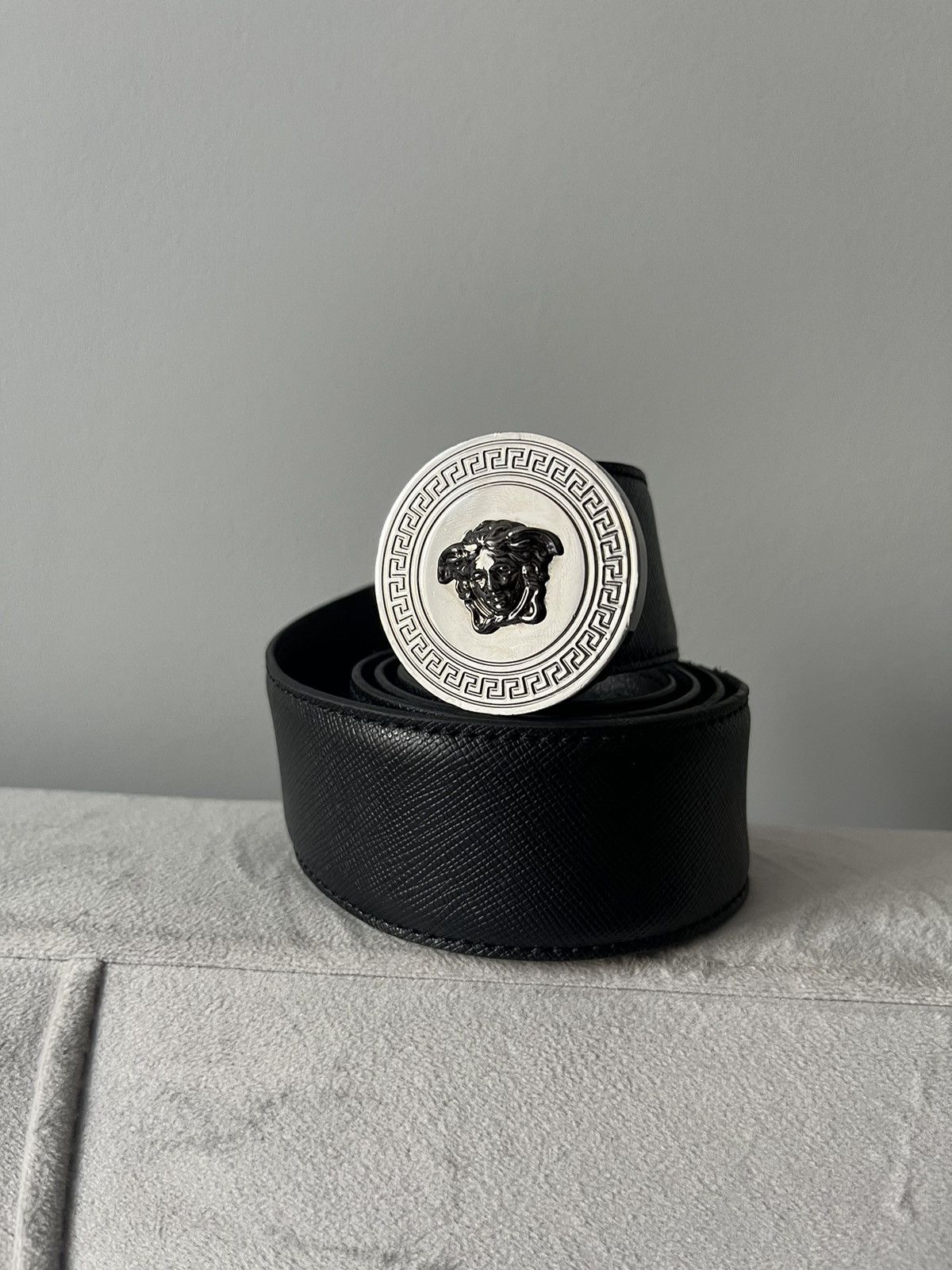 Luxury × Streetwear × Versace VERSACE Belt Medusa Biggie silver coin ...