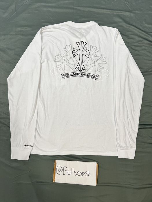 Chrome Hearts Chrome hearts silver cross white Longsleeve | Grailed