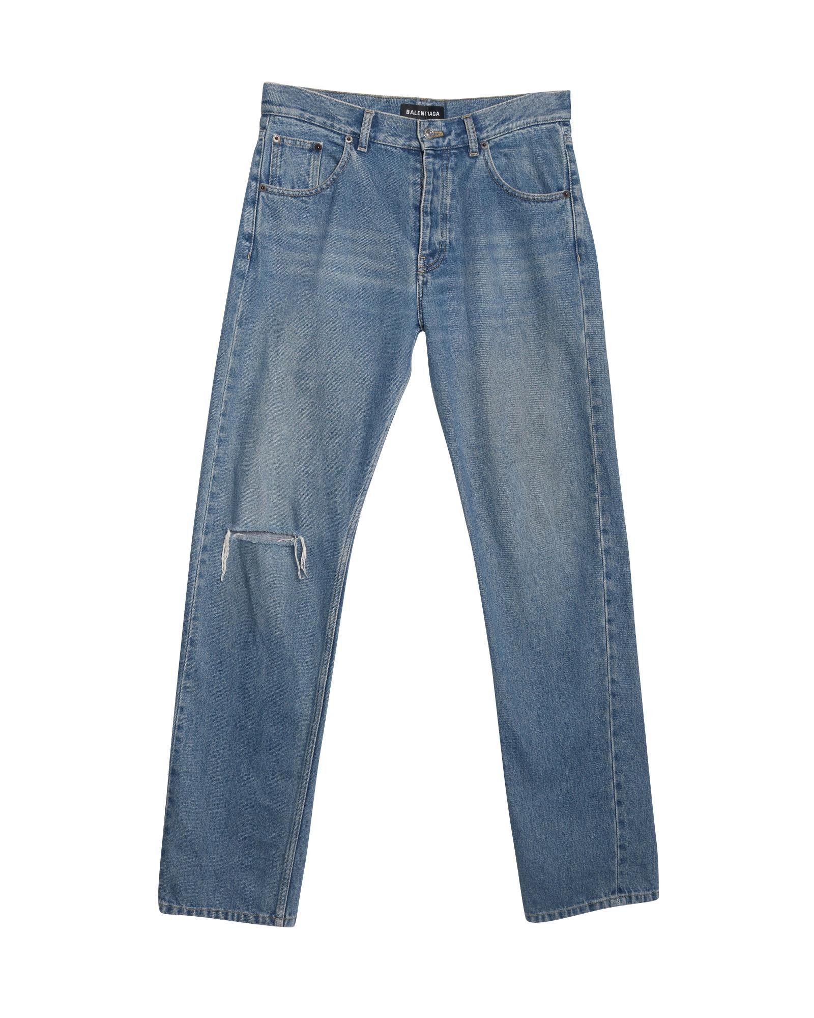 Balenciaga Balenciaga Knee Hole Archetype Jeans in Blue Cotton | Grailed