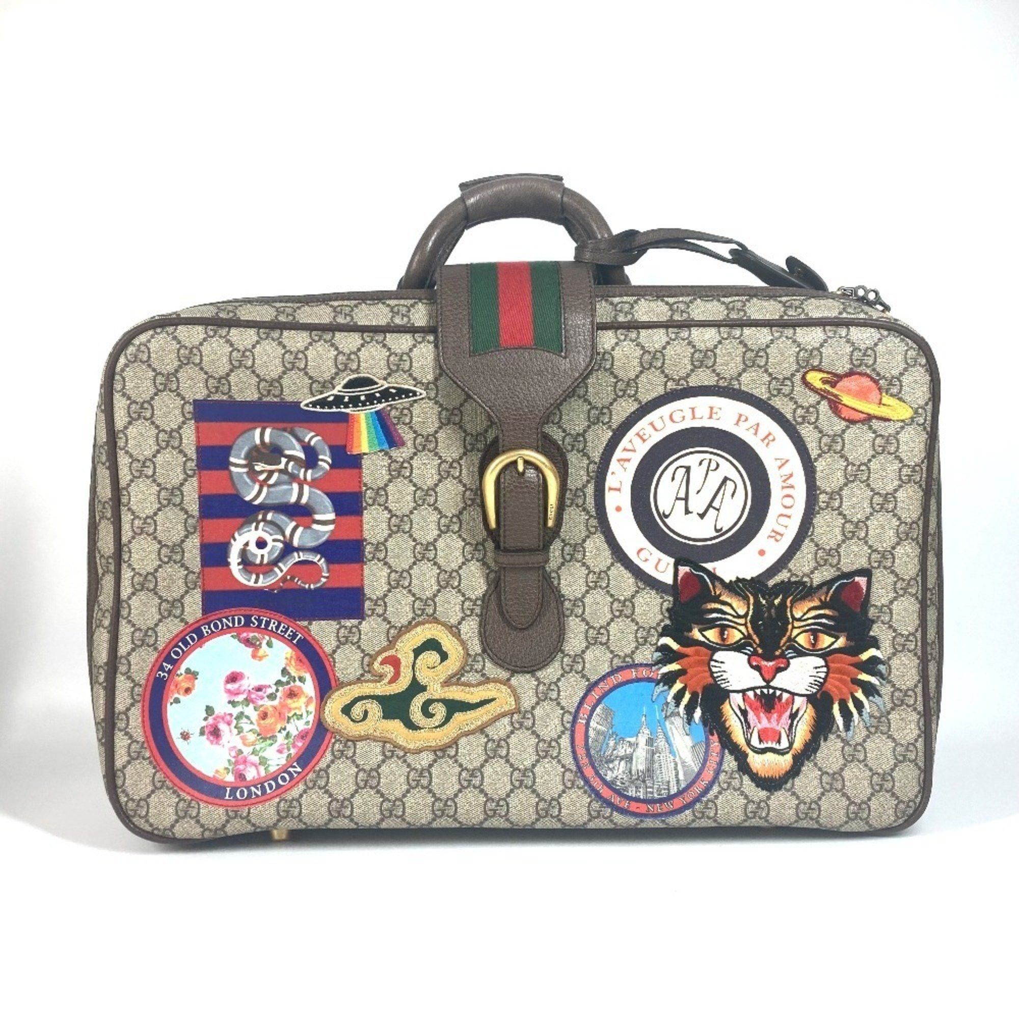 Gucci GUCCI GG Supreme Angry Cat Snake Patch Travel Bag (424501) in ...
