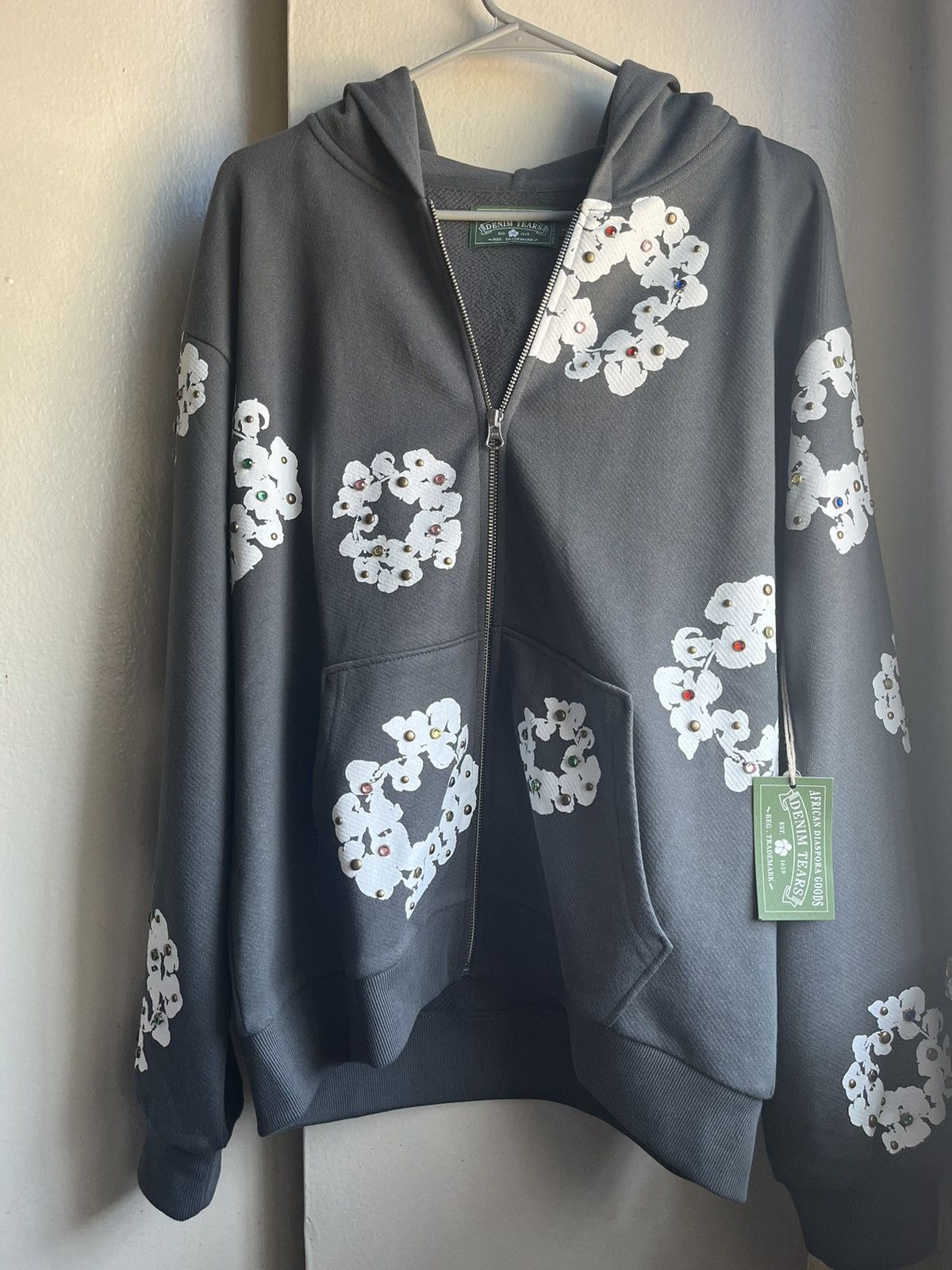 DENIM TEARS Denim Tears 2024 rhinestone zip up hoodie | Grailed