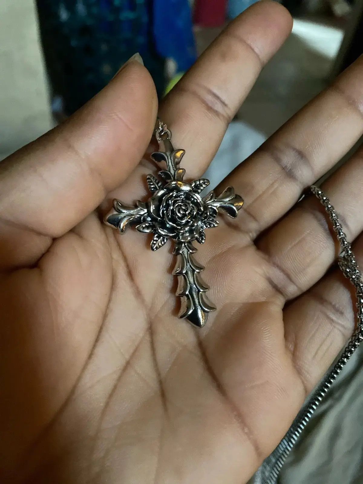 Cuban Link Chain Gothic Rose Cross Necklace | Grailed