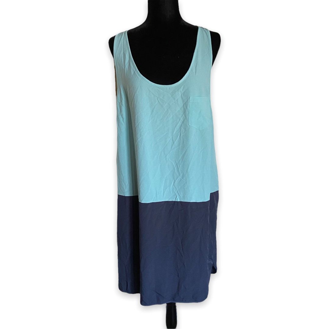 Other Loft Colorblock Drop Waist Blue Aqua Slip Tank Dress XXL NEW ...