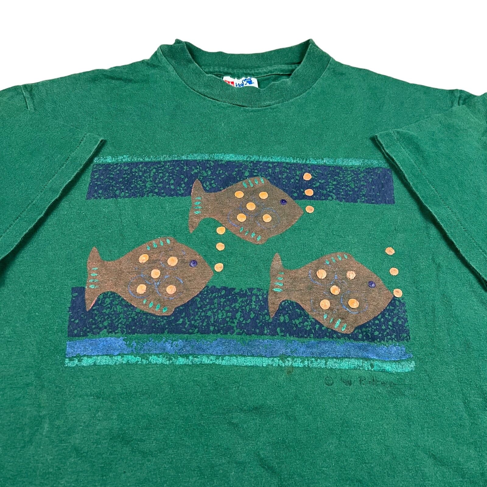 Vintage Vintage green fish 90s art graphic t shirt | Grailed