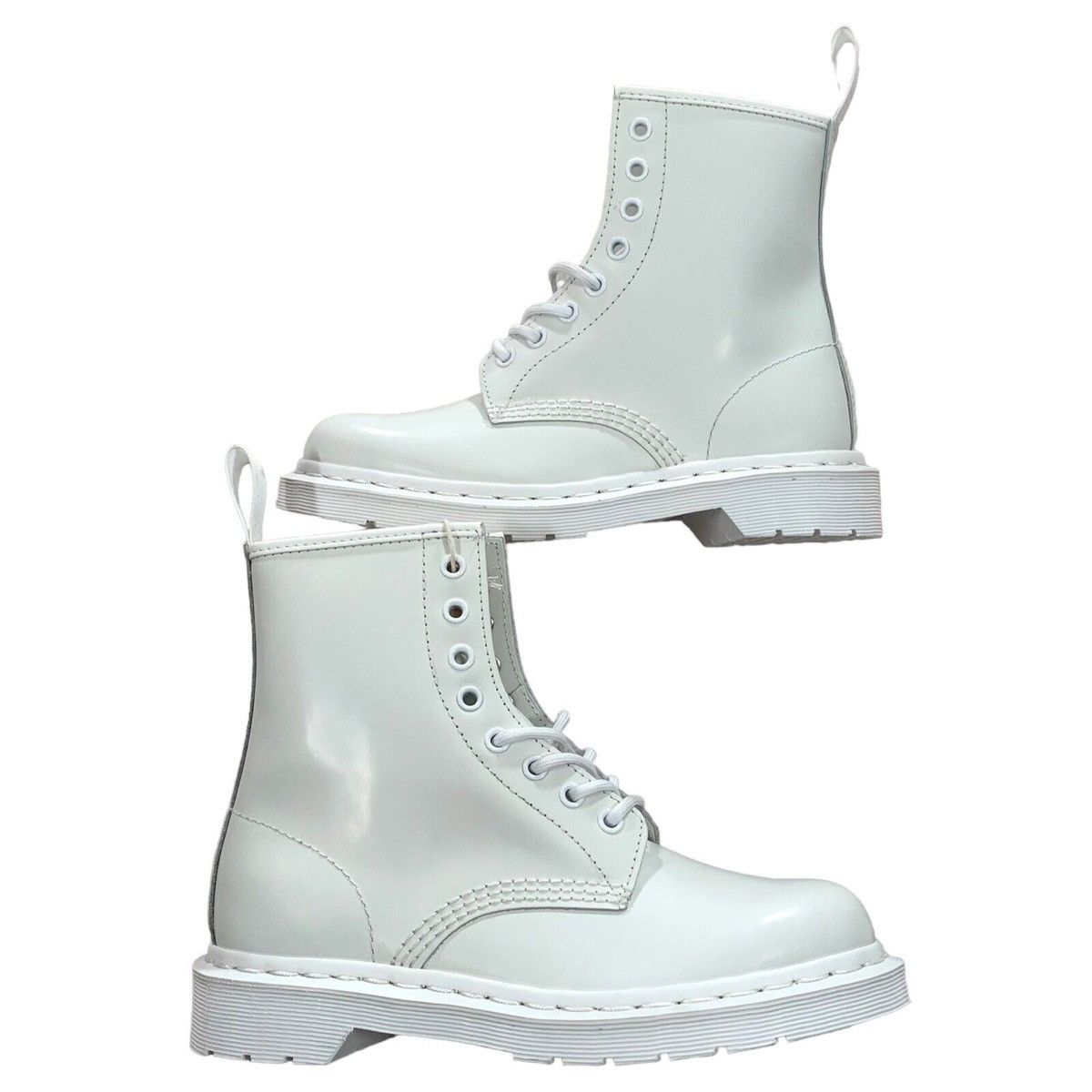 Dr. Martens Doc Marten Women’s White Mono Smooth Leather Lace Up Boots ...