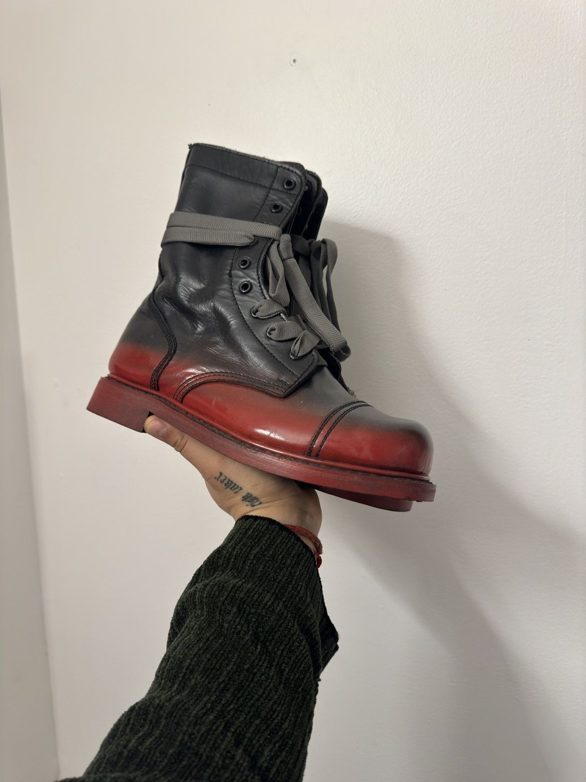 Vintage Red Opium Military Combat Boots | Grailed