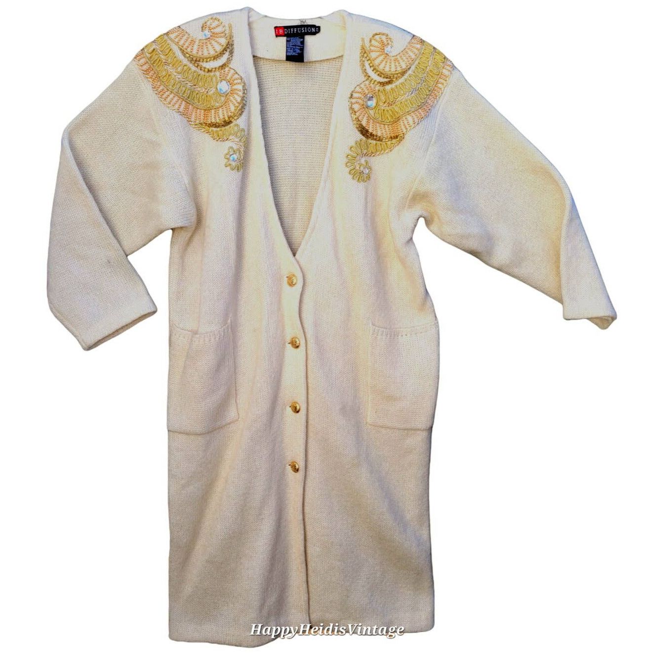 Vintage Vintage L B Diffusion Beaded Jeweled Mohair Blend Cardigan ...