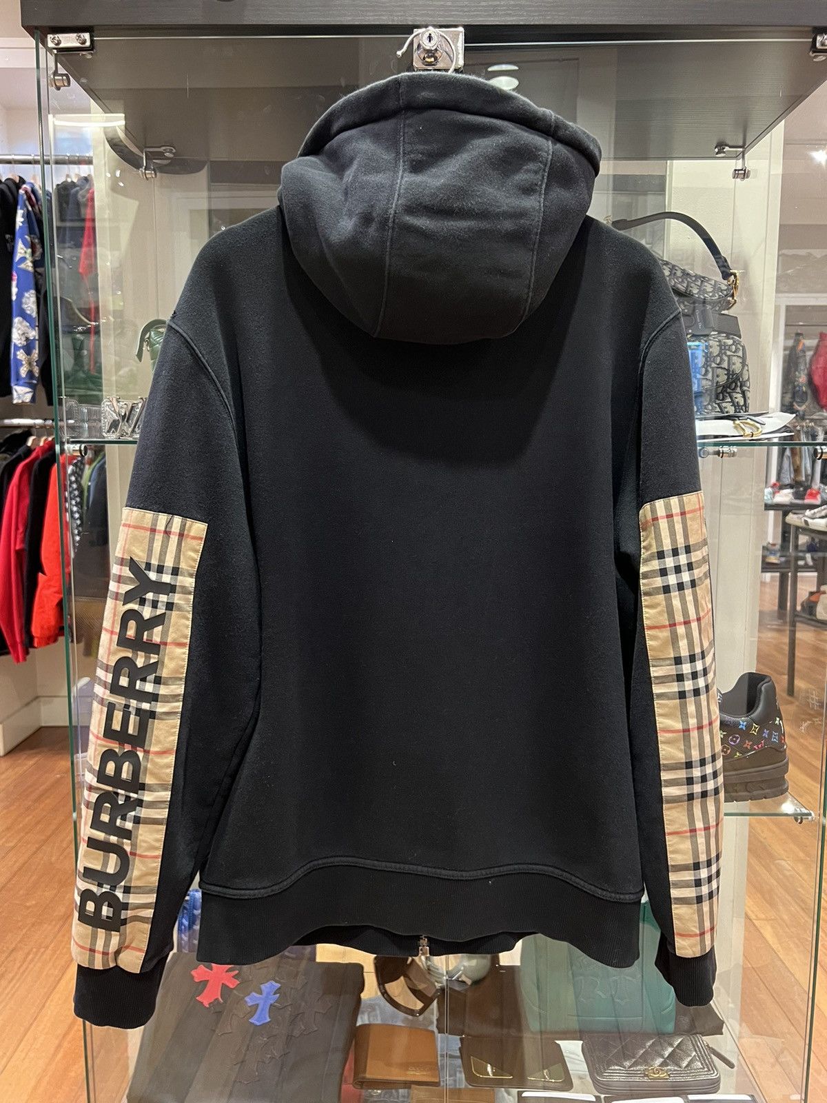 Burberry Burberry check plaid logo zip up hoodie black | Grailed