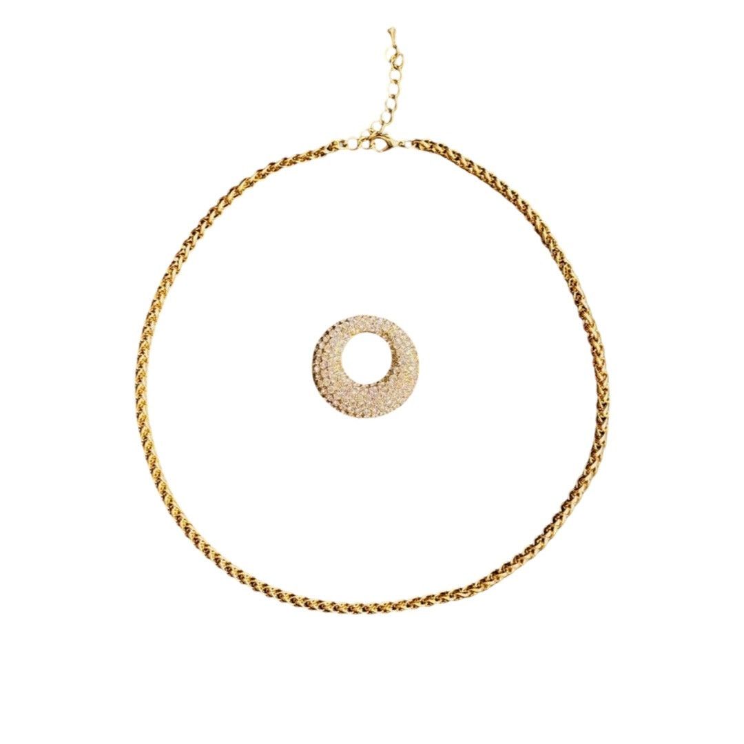 Brand Vintage Crystal Knocker Medallion With Knotted Gold Chain | Grailed