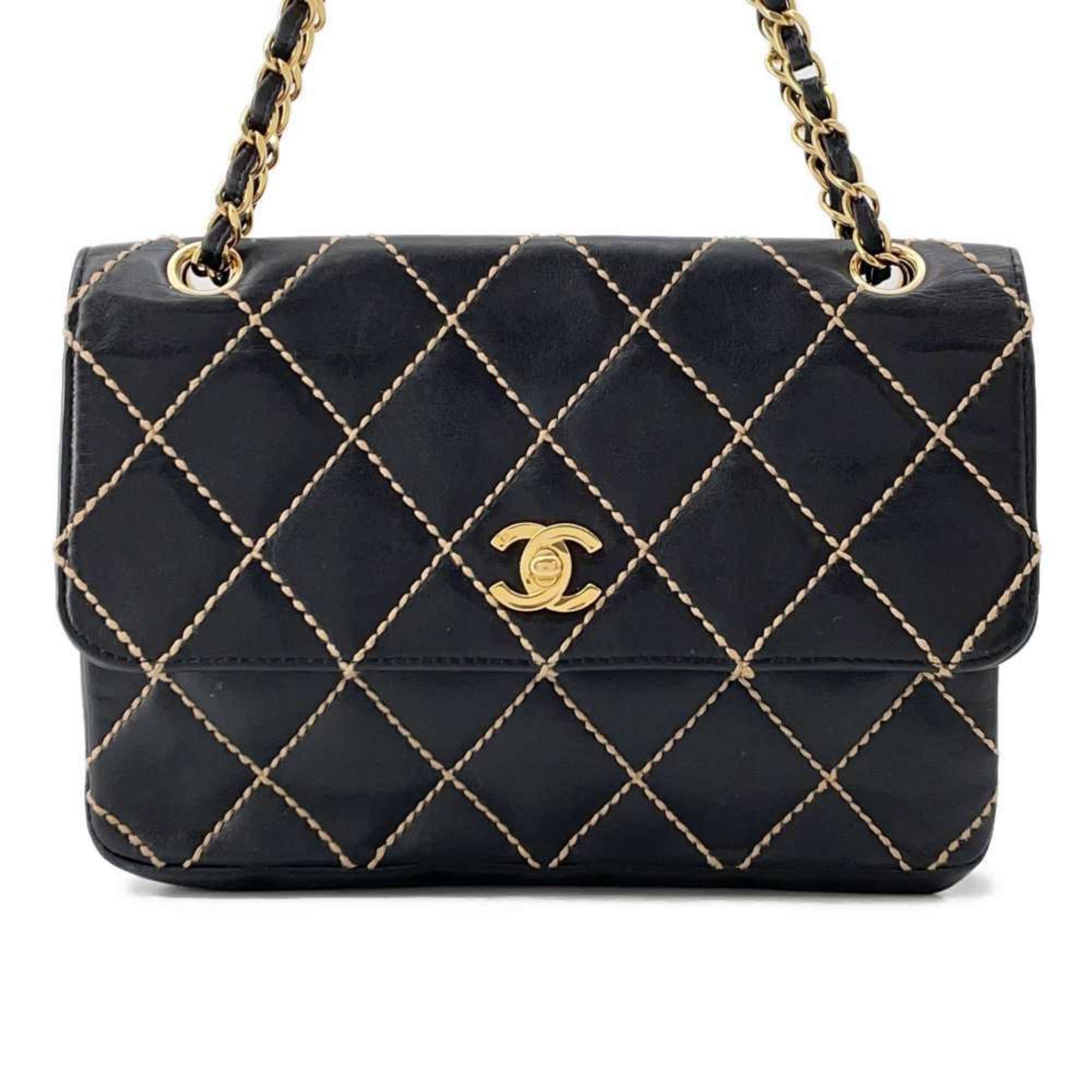 Chanel Chanel Chain Shoulder Bag Coco Mark Wild Stitch Leather CHANEL ...
