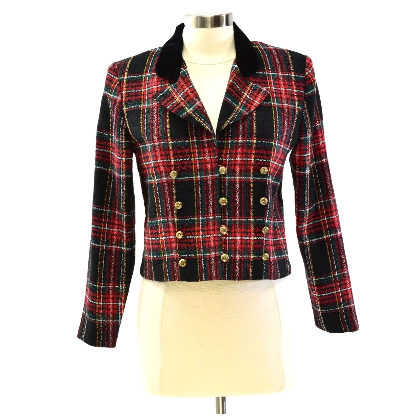 Doublet 90s Plaid Blazer Womens Cropped Double Breasted Extra Large XL ...