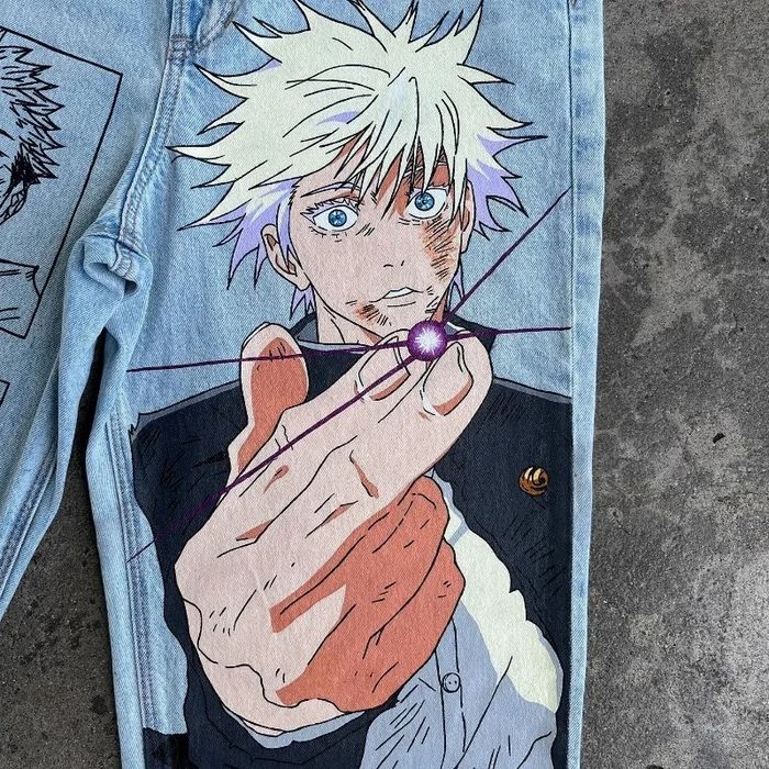 Japanese Brand Streetwear Anime Y2K JJK Gojo Toji Nanami Artwork Pants ...