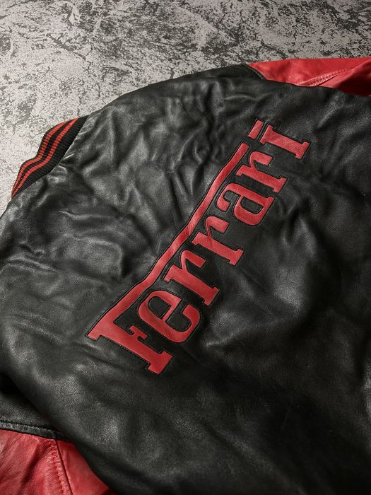 Ferrari Vintage Ferarri Leather Jacket Big Logo Black Rare | Grailed