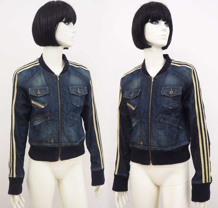 Diesel Diesel x Adidas zip up denim jacket in dark blue S | Grailed