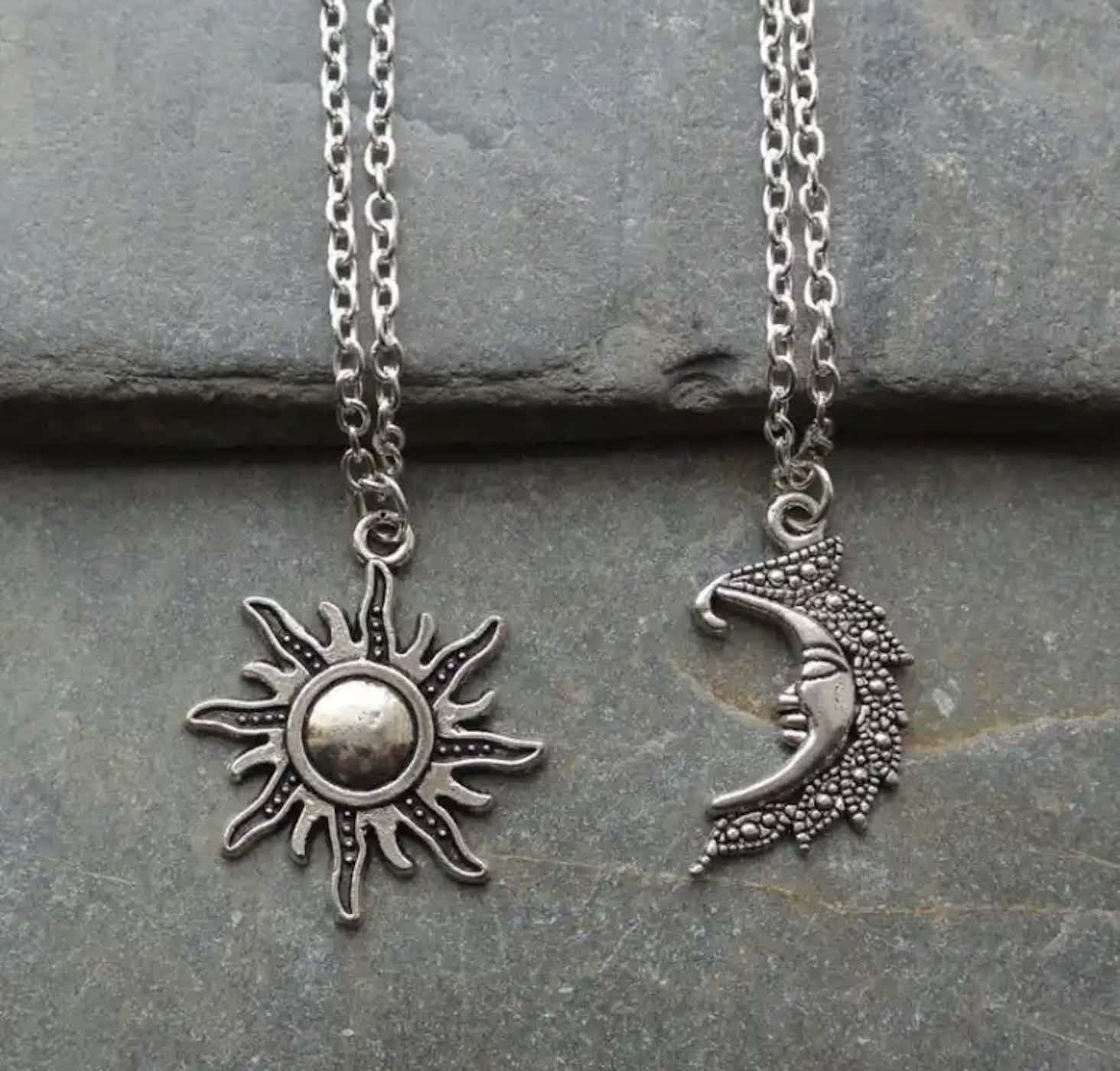 Cuban Link Chain Moon + Sun Pendant Chain Necklace | Grailed