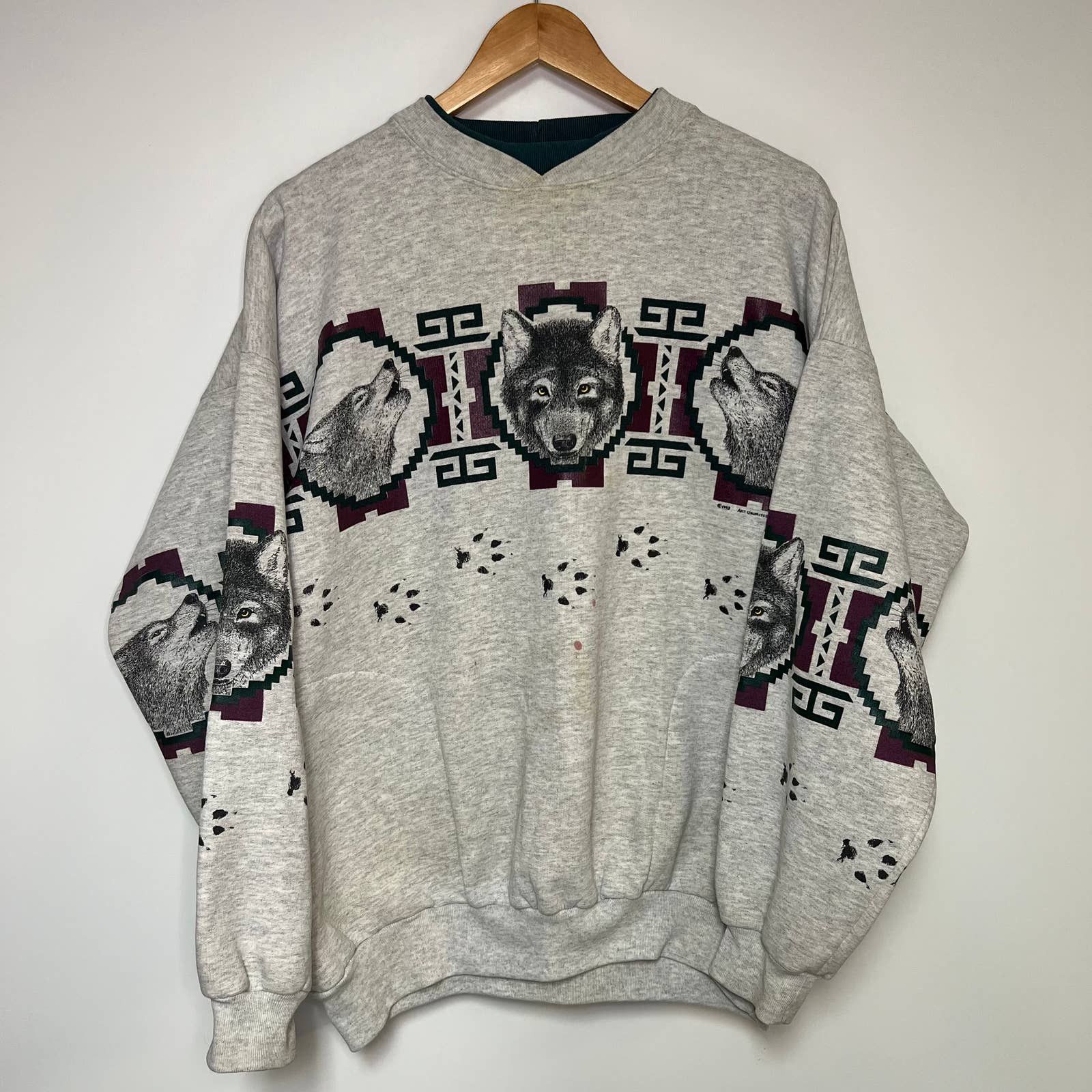 Vintage Vintage Wolf Sweatshirt 90s Wolves Sweater Gray Wildlife | Grailed