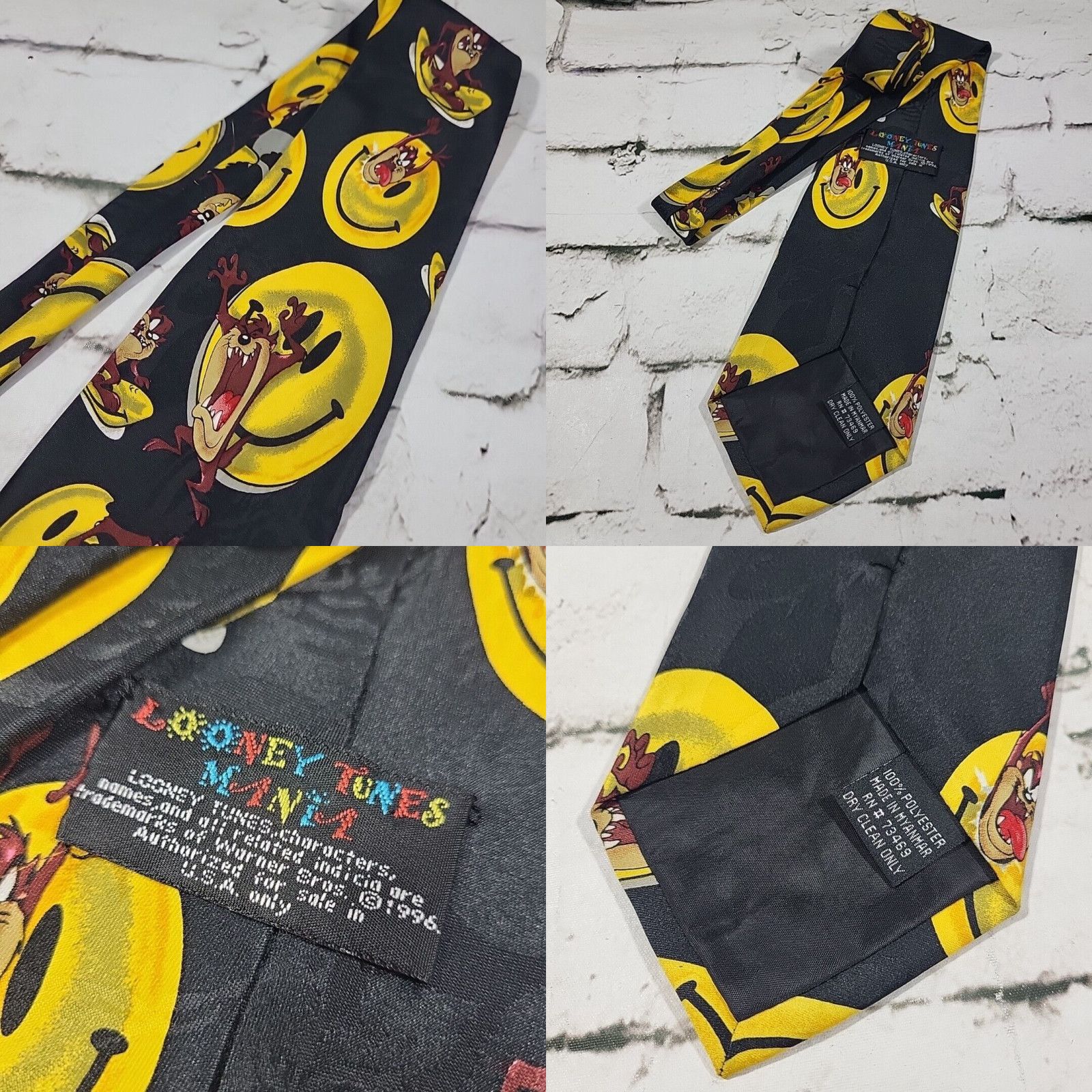Vintage Vintage 1996 Looney Tunes Mania Tasmanian Devil Smiley Face Tie ...