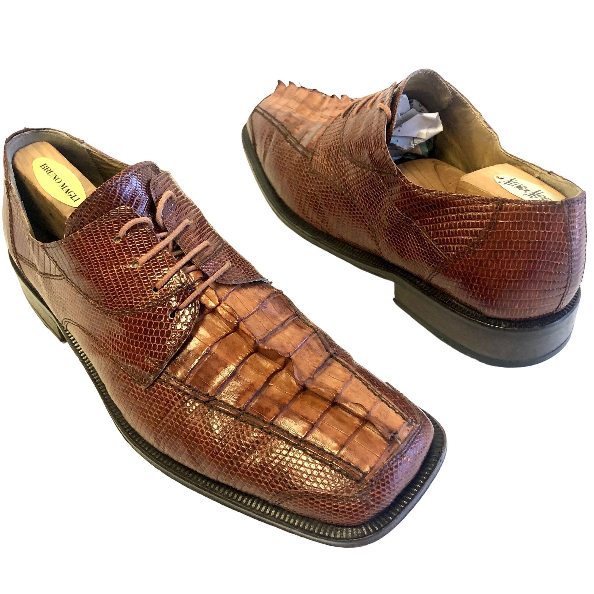 Other David Eden Brown HORNBACK Alligator Croc LIZARD Skin Shoes | Grailed