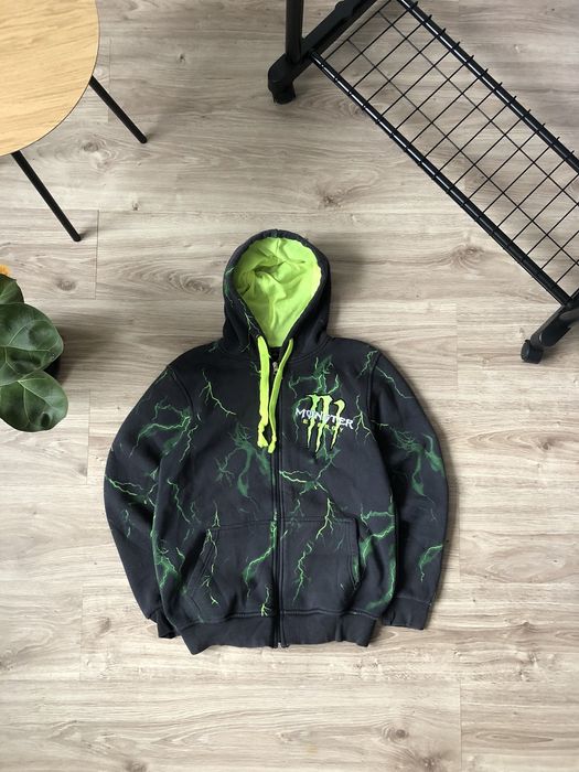 Vintage Vintage Y2K DC Shoes Monster Energy Lightning Zip Hoodie | Grailed