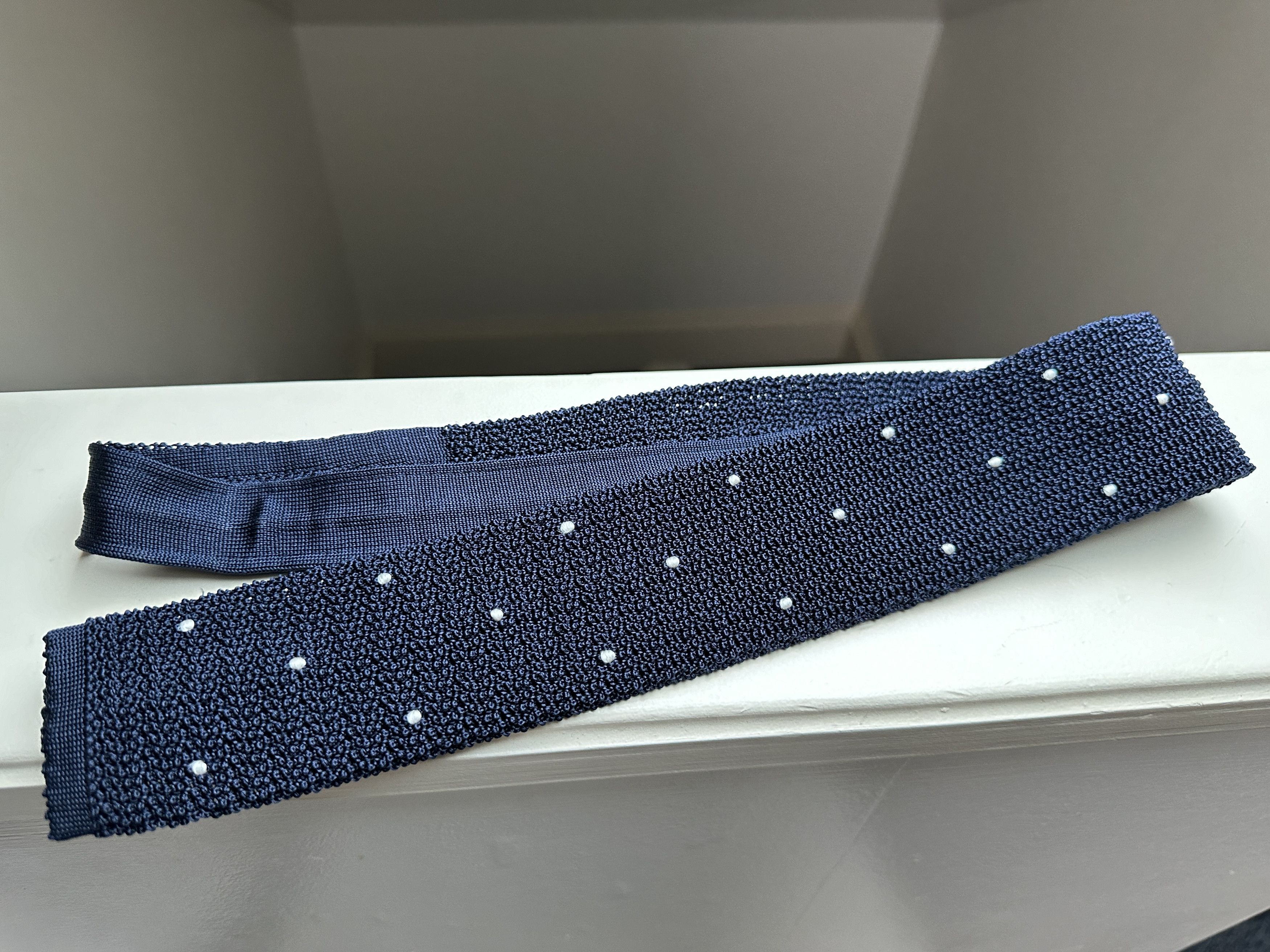 Drakes Hodinkee Drake's of London Silk Blue Polka Dot Skinny Tie | Grailed