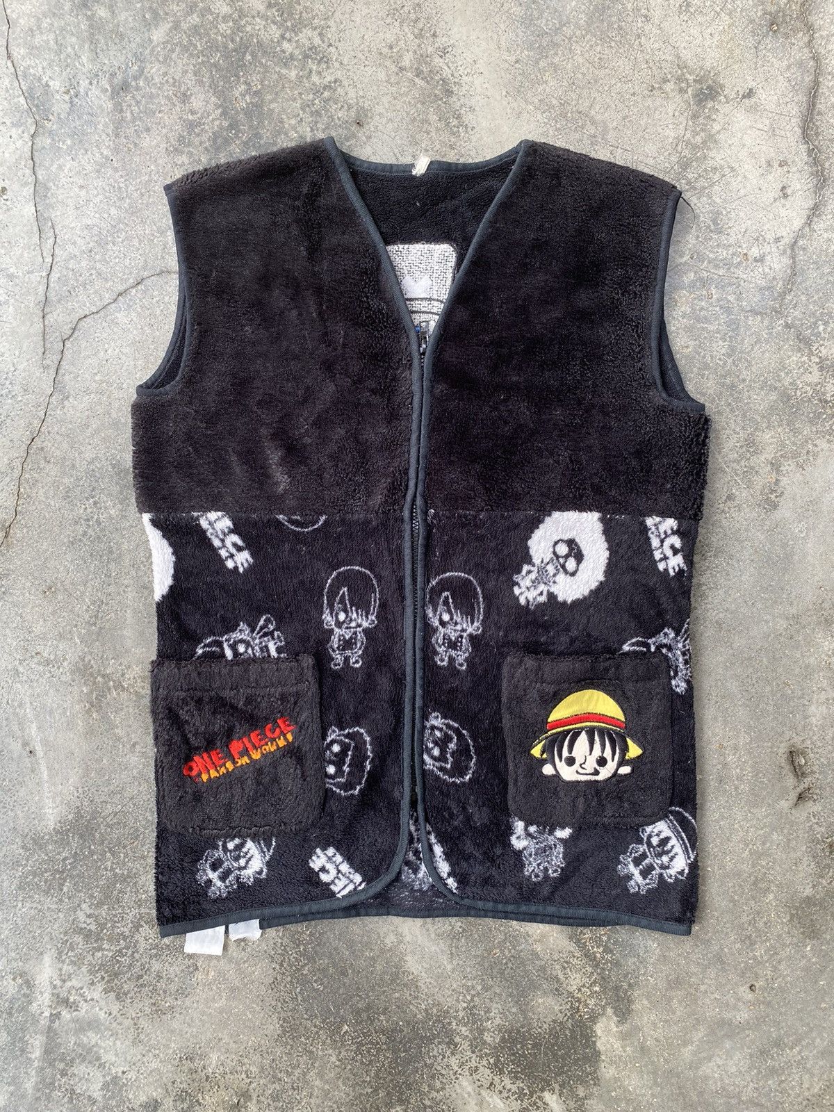 One Piece Vintage Anime One Piece Fleece Vest Jacket | Grailed