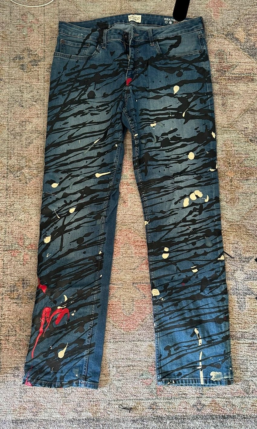 Vintage Custom Blue Denim Jeans with hand painted design | Grailed