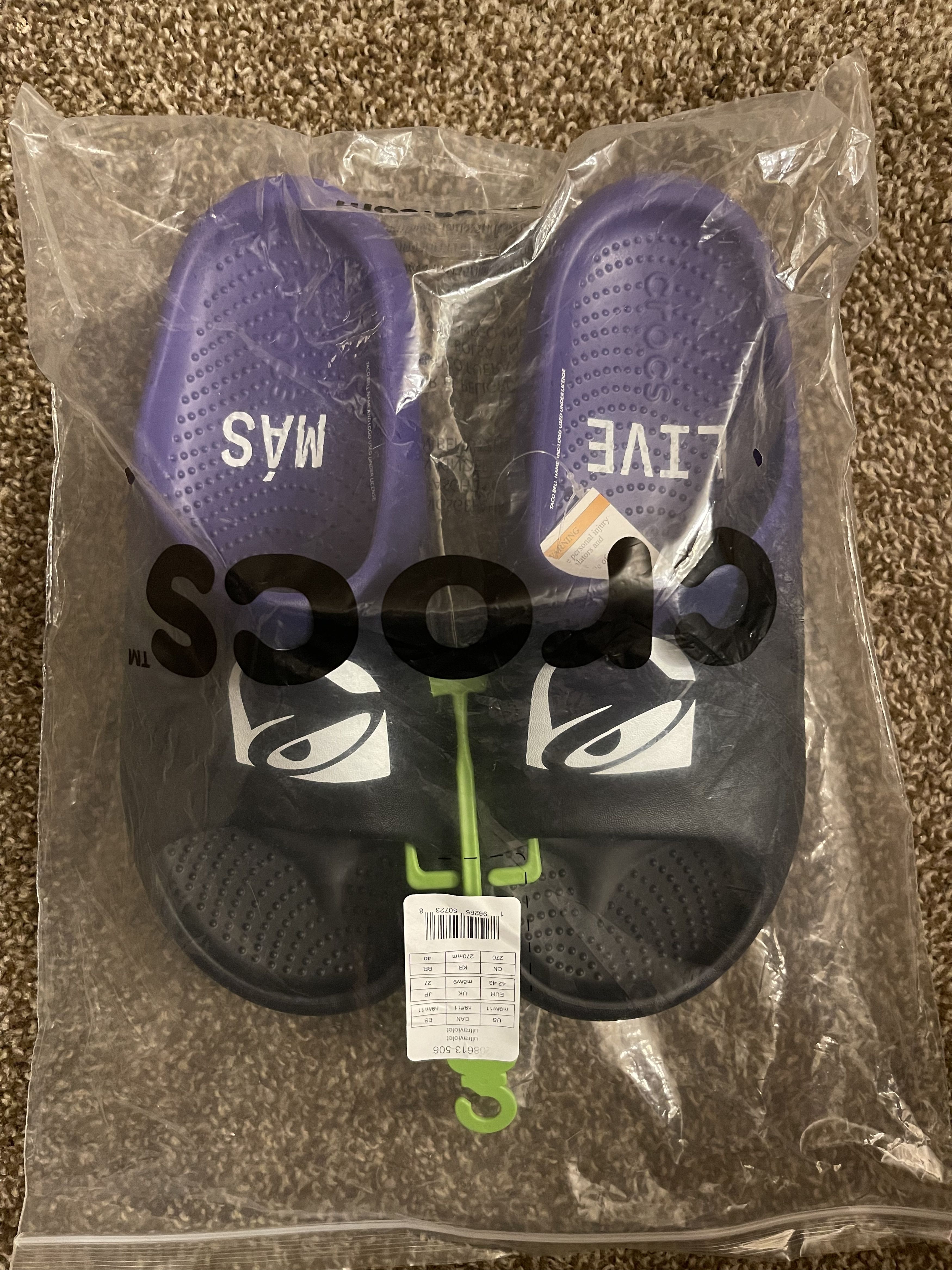 Crocs *New* Taco Bell x Crocs Mellow Slide Ultraviolet | Grailed