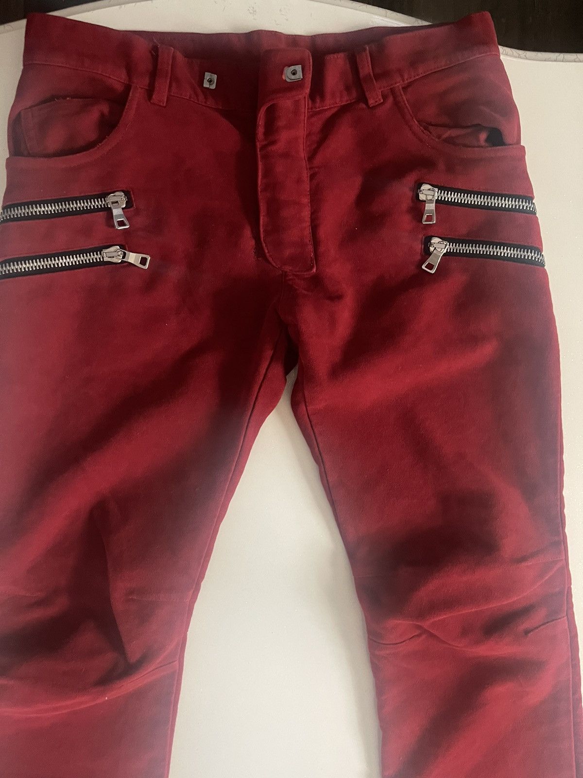 Balmain Balmain Red Velvet double zippers | Grailed