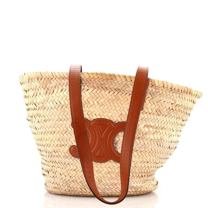 Celine Triomphe Basket Shoulder Bag Raffia with Leather Large | Grailed