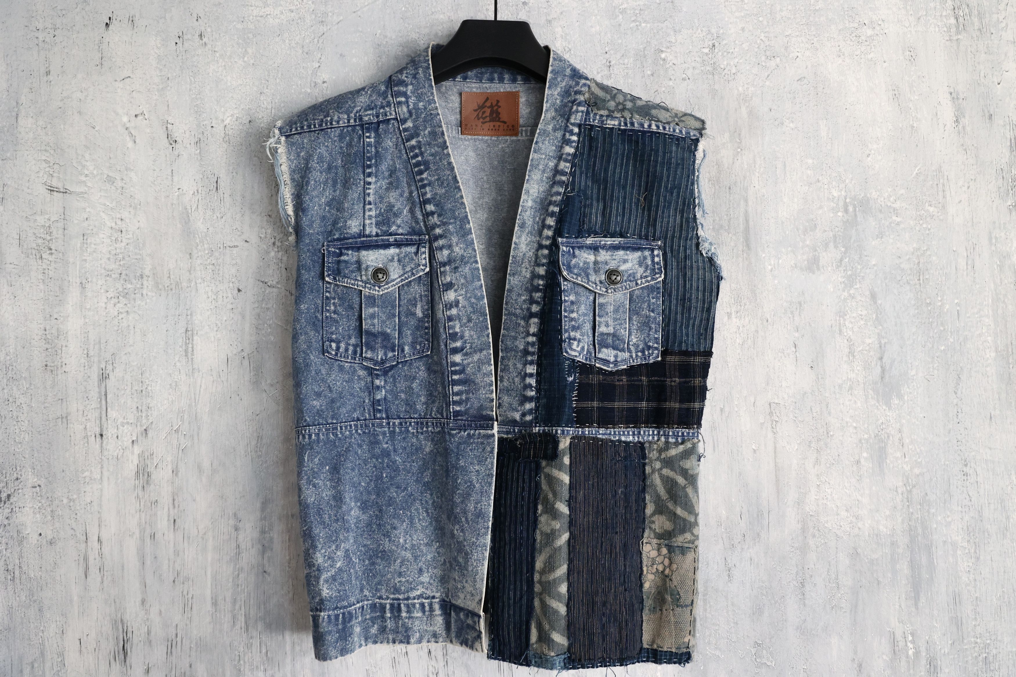 hanaindigohk stoned washed denim vest Boro japanese antique fabrics ...
