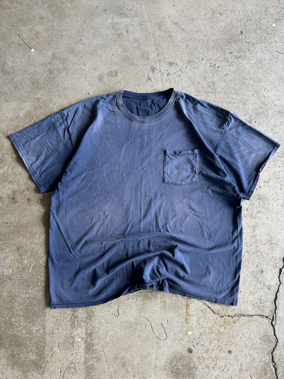 Blank × Streetwear × Vintage 1990s Vintage Sun Faded Thrashed Boxy Blank Pocket T Shirt | Grailed