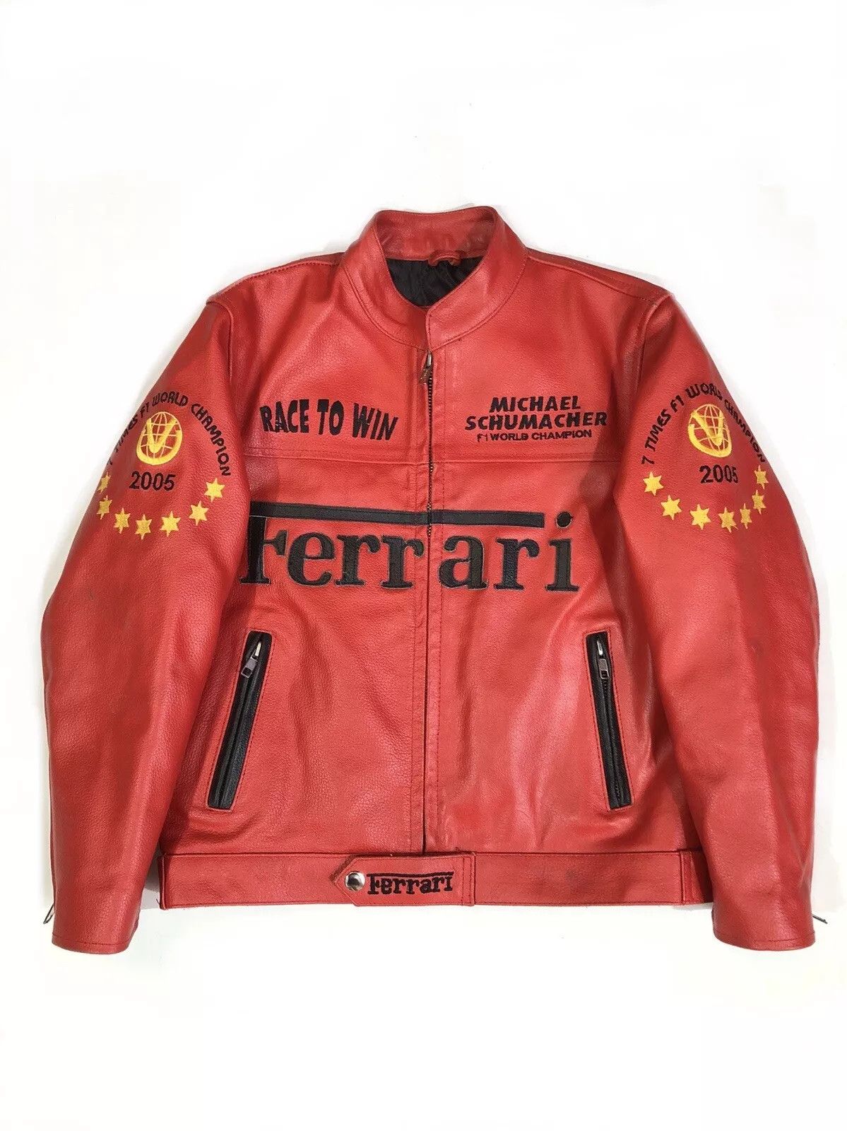 Ferrari × Leather Jacket × Streetwear Ferrari Vintage Genuine Leather ...