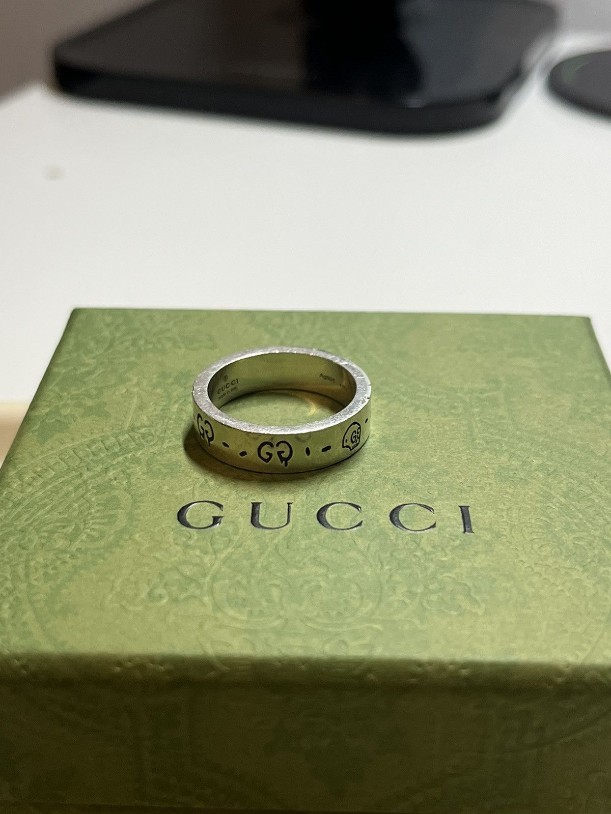 Gucci Gucci Ghost Ring Size European 21 Used w Box and Bag Grailed