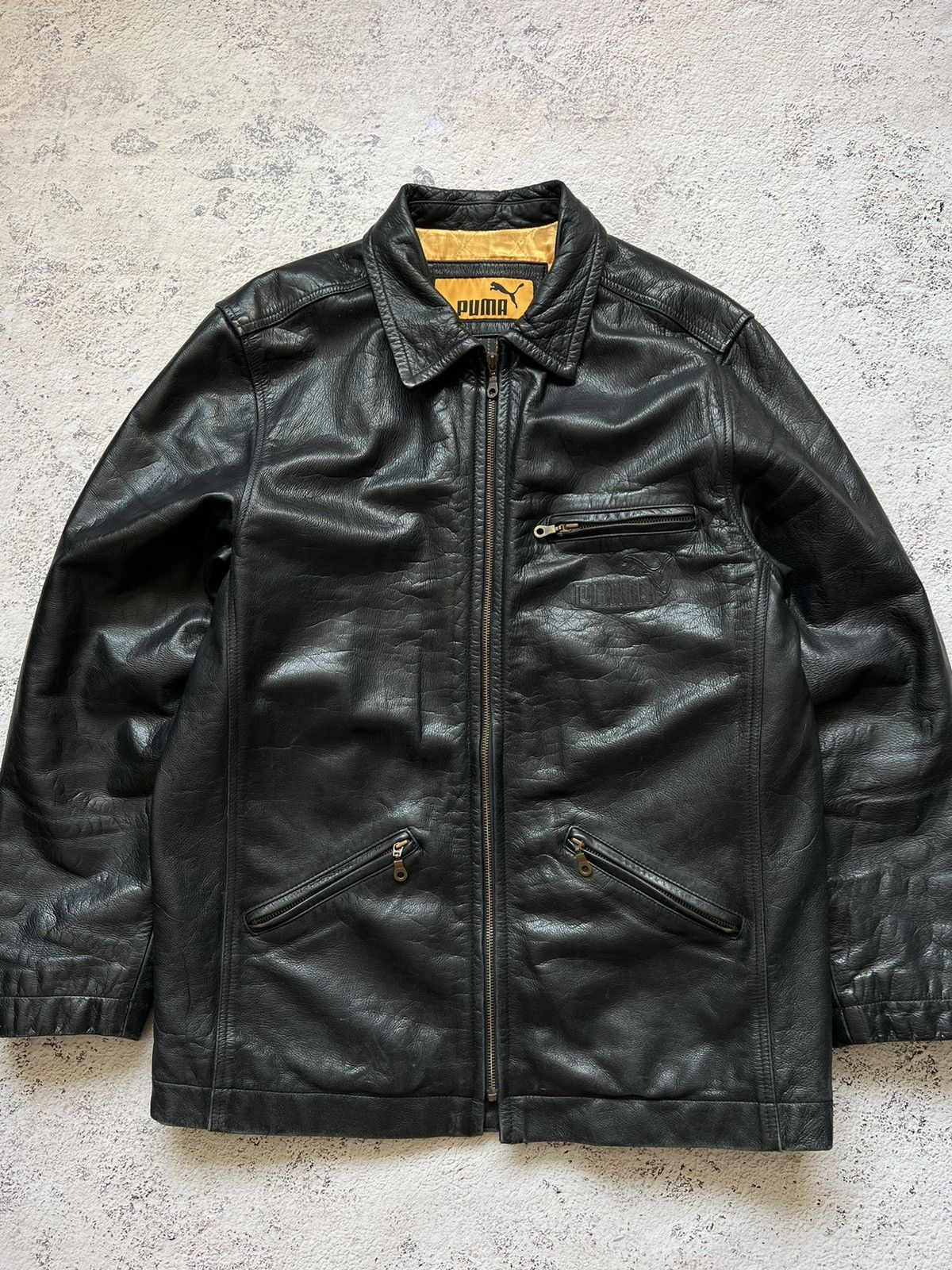 Leather Jacket × Puma × Vintage Puma Leather Jacket Vintage y2k | Grailed