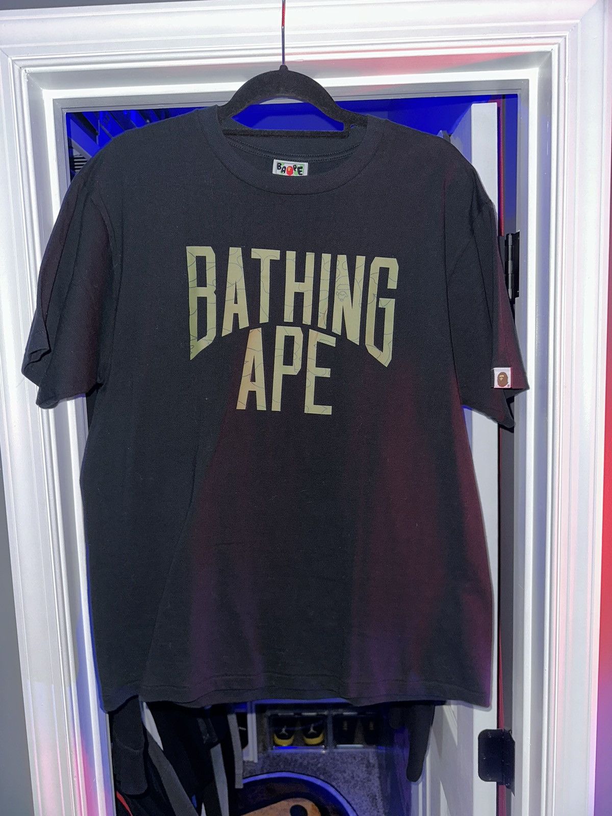 Bape Bape Bathing Ape Green letter tee | Grailed